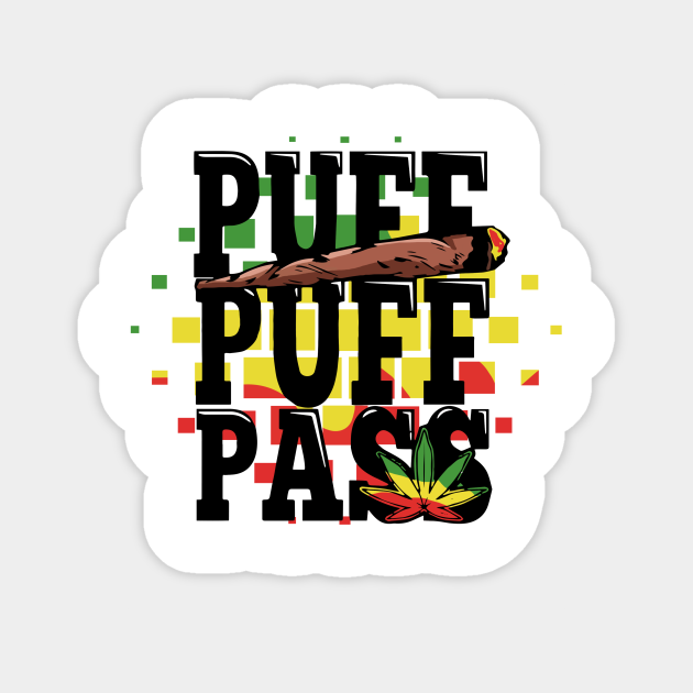Puff Puff Pass Cannbis Sticker Teepublic
